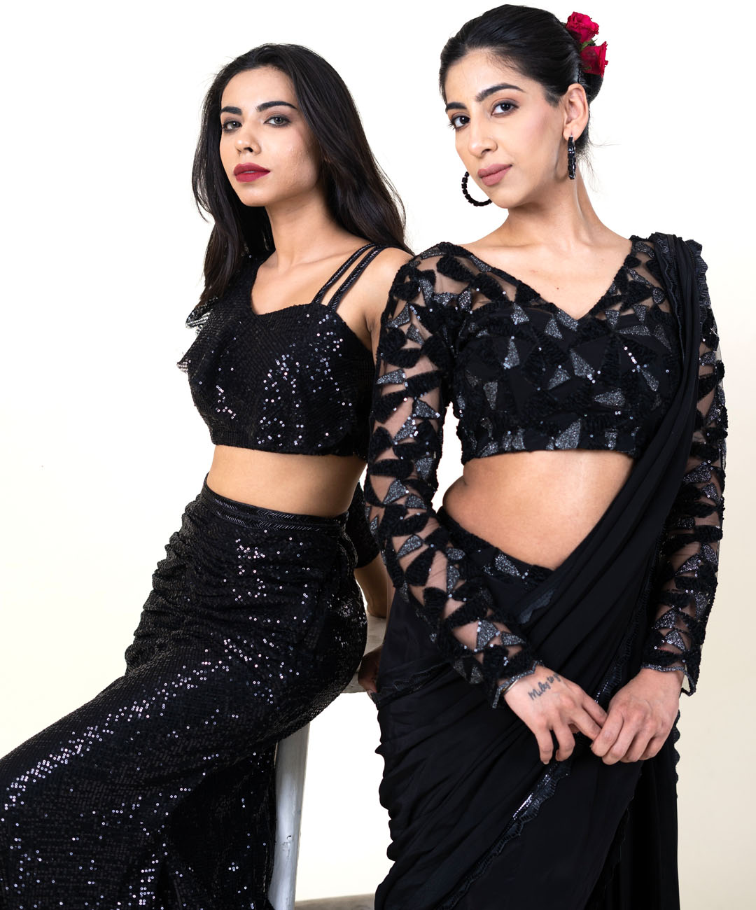 Black bodycon saree – Gunjan Thani Label