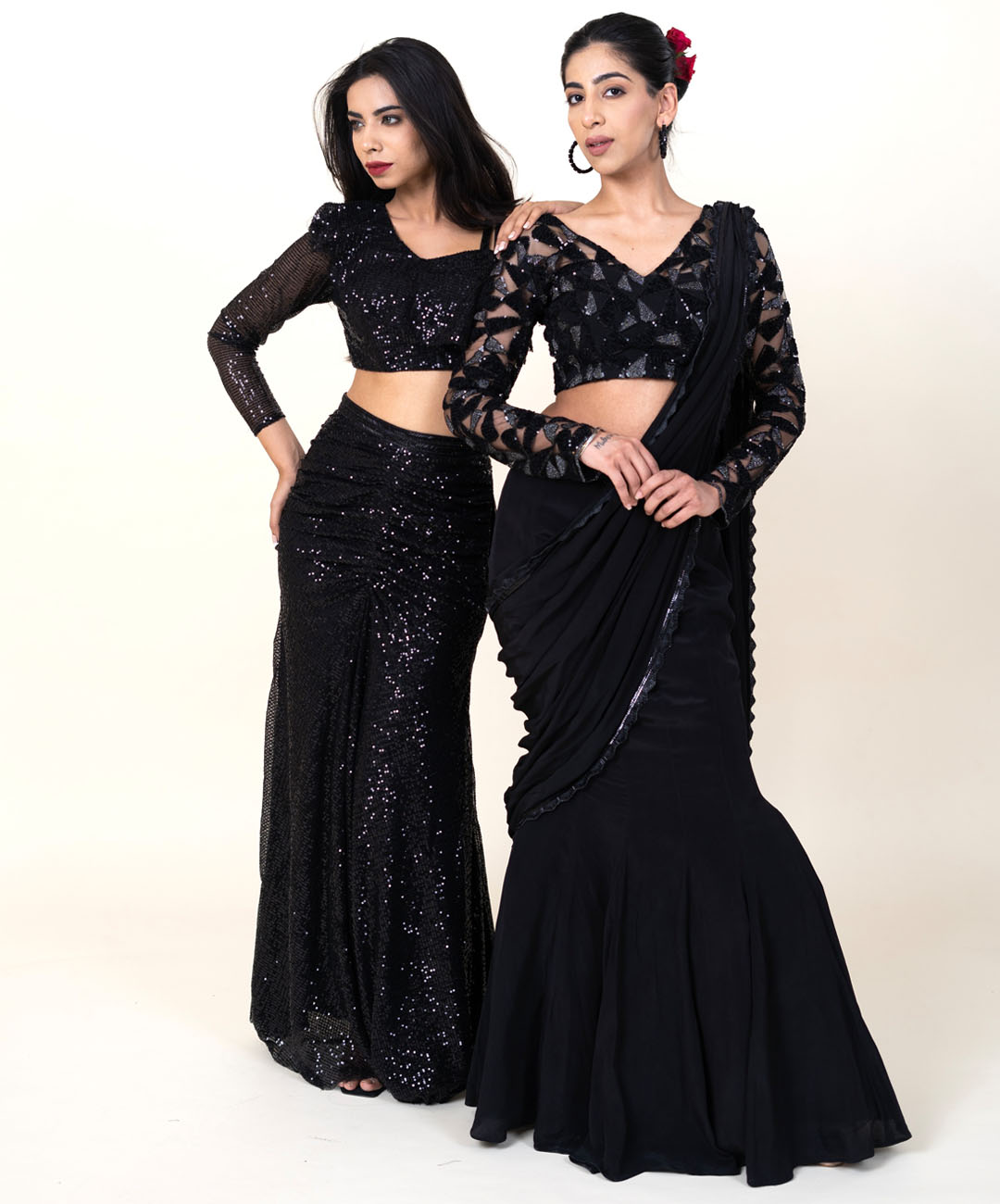 Black bodycon saree – Gunjan Thani Label