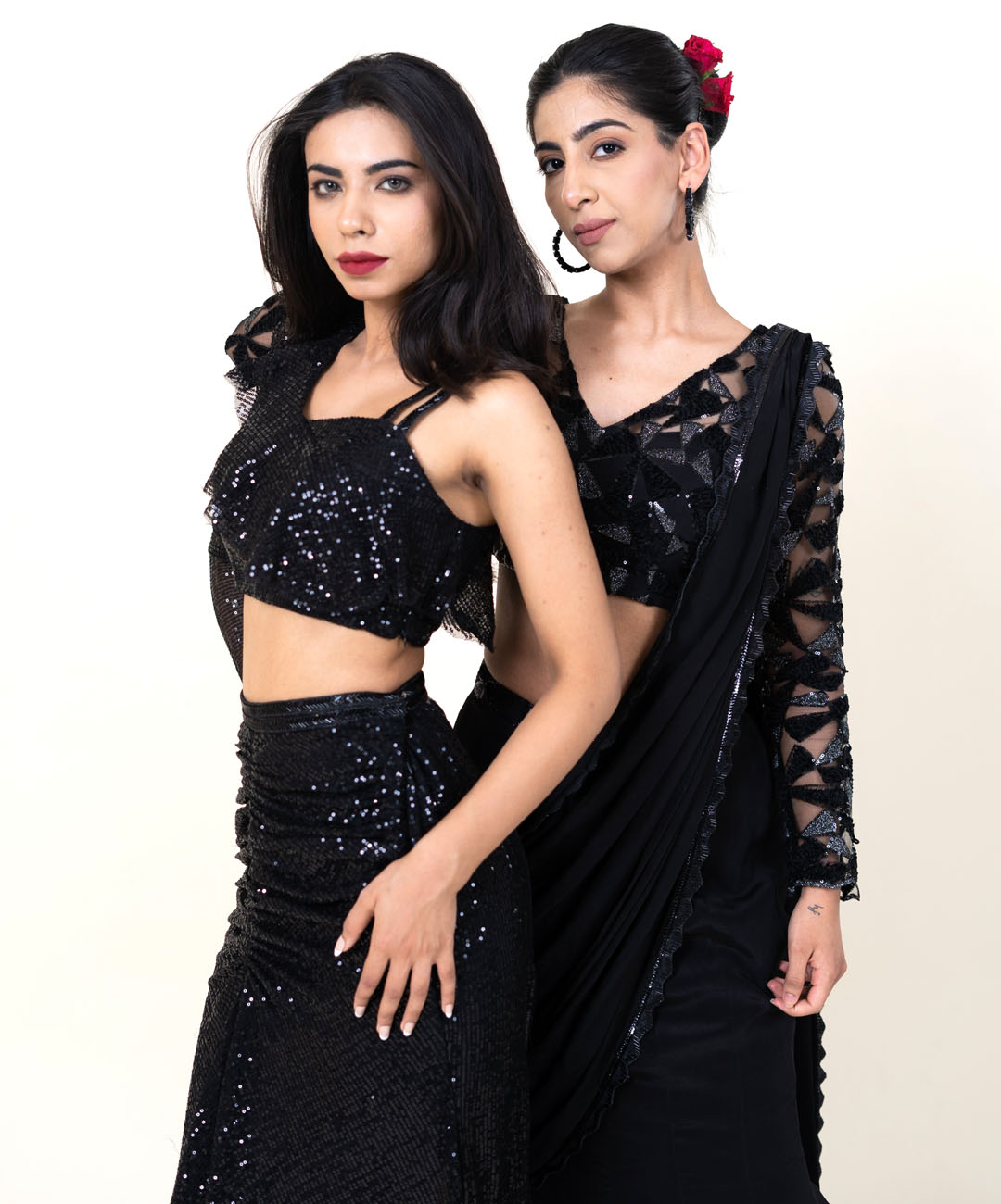 Black bodycon saree – Gunjan Thani Label